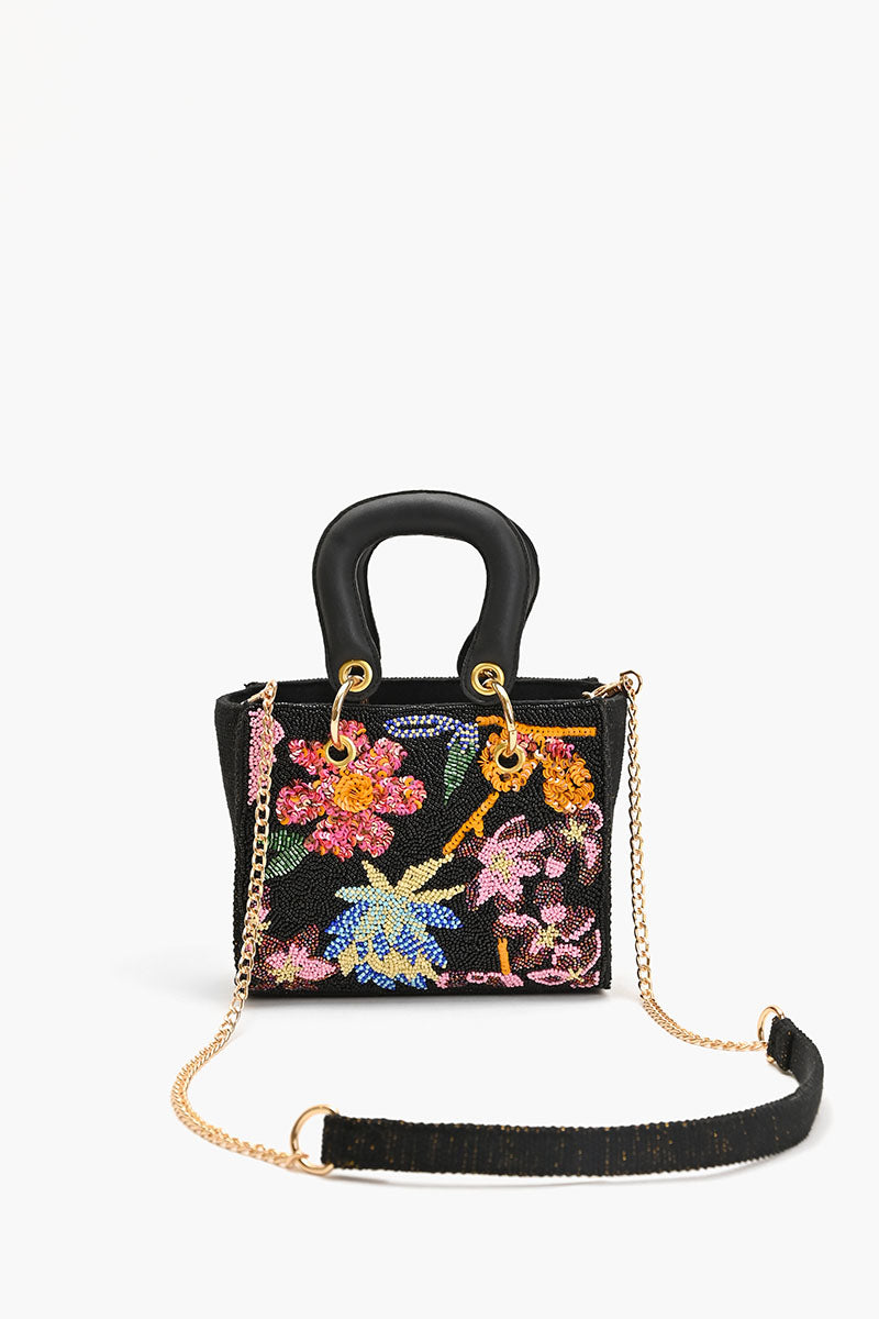 Midnight Floral Embellished Mini Evening Bag | America & Beyond