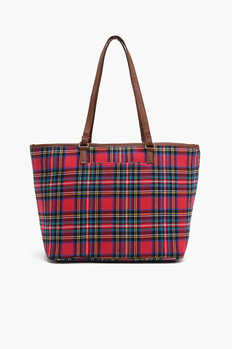 Glamorous Embellished Shopper Bag-Ruby Grid – America & Beyond