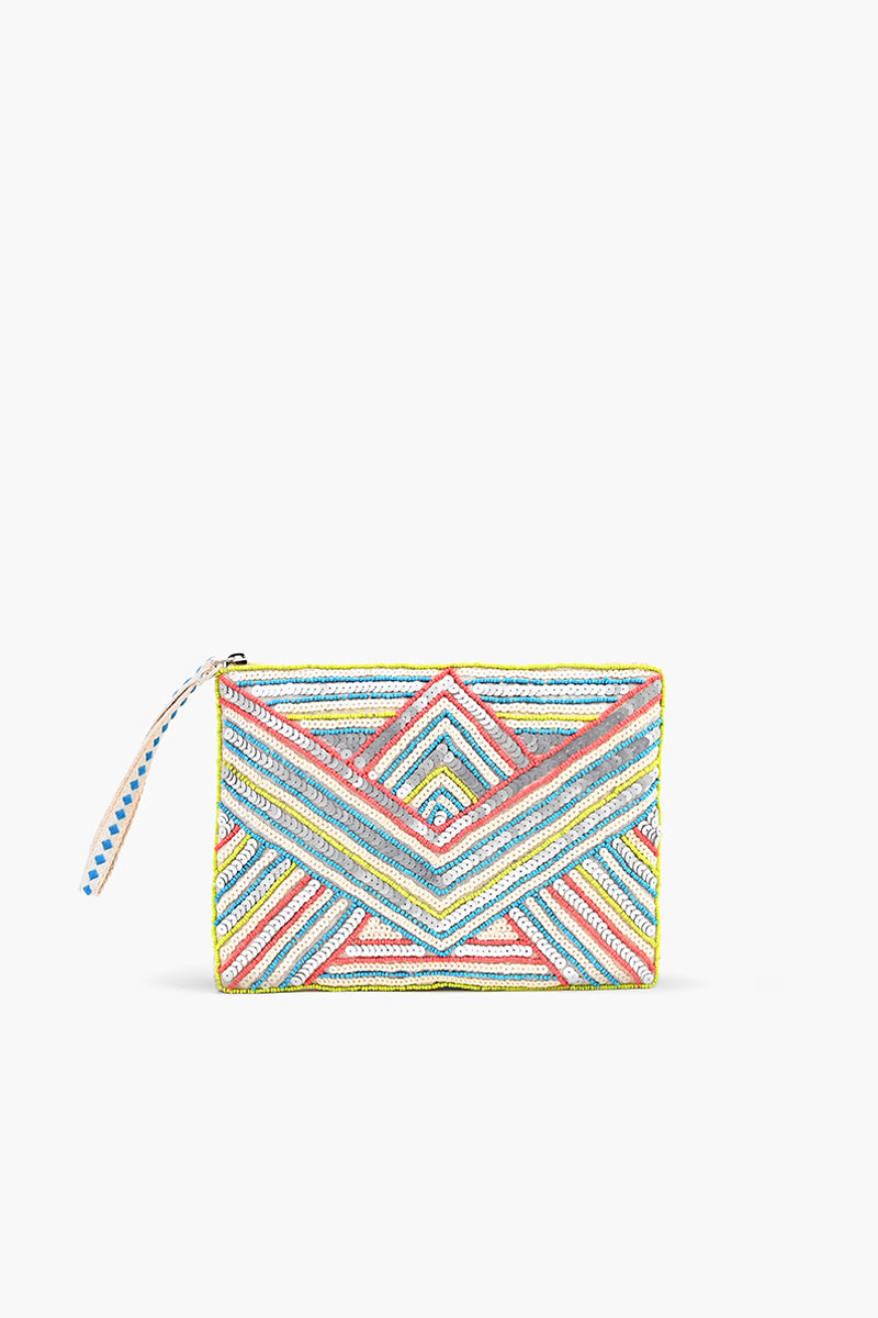 Neon Lights Embellished Top Zip Clutch – America & Beyond