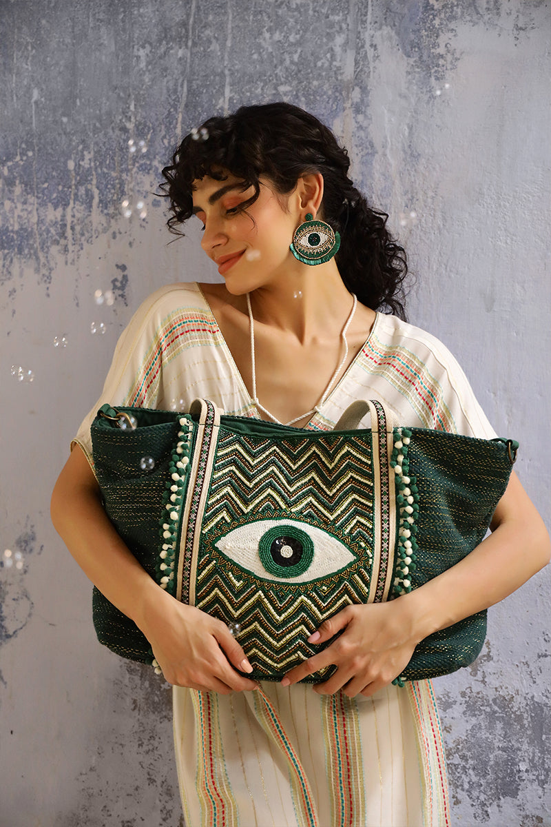 Evergreen Evil Eye Tote – America & Beyond